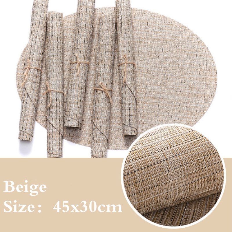1pc PVC Dining Mats Oval Bamboo Placemats Western Dining Mats Non Slip ...
