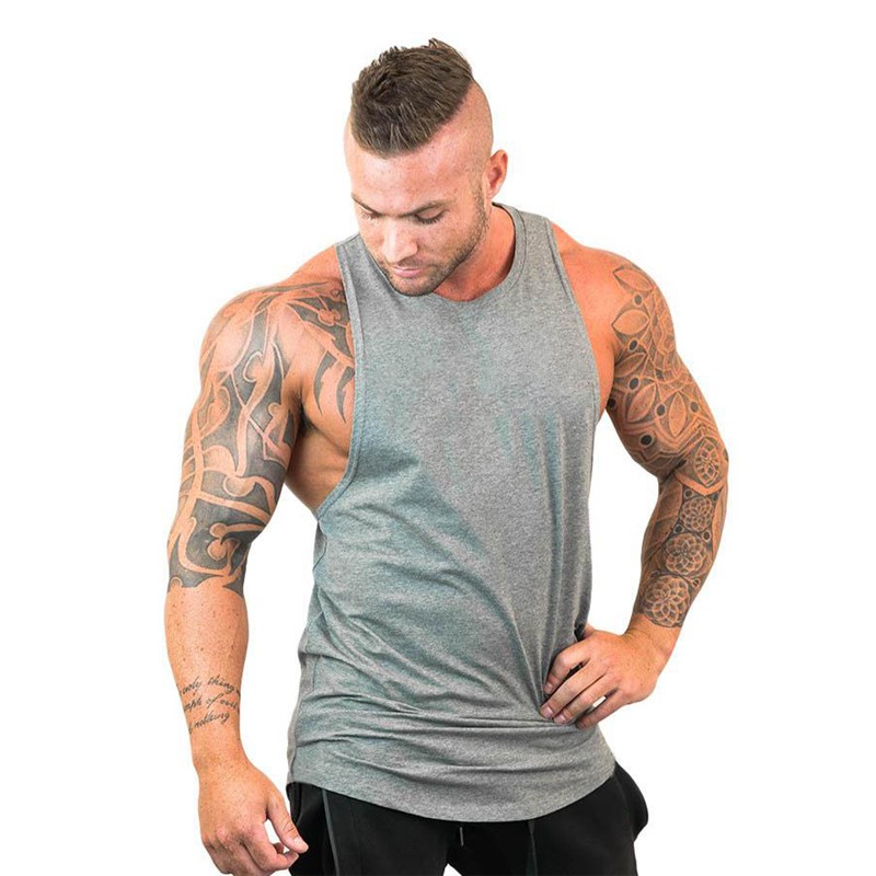 Mens Korean Fashion Solid Color Bodybuilding Fitness Tank Tops Plain ...