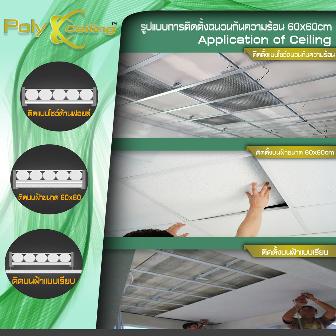 ฉนวนกันความร้อน PolyX ฉนวนสำหรับ ฝ้าทีบาร์ ฝ้าเพดาน สะท้อนความร้อน 95% ...