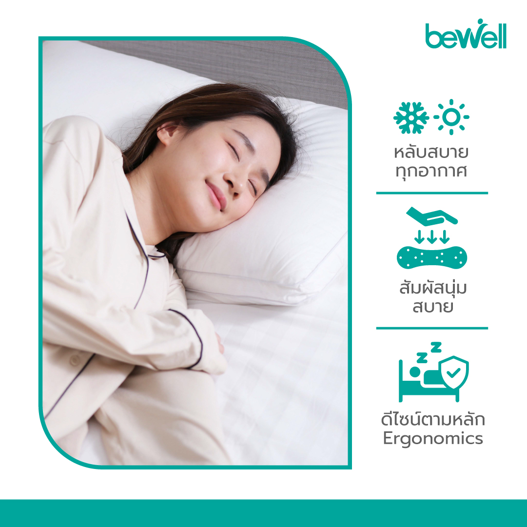 New Bewell HybridDown Ergonomic Pillow หมอนเพื่อสุขภาพ รุ่นไฮบริดดาวน์ ผสมขนห่านแท้เกรดพรีเมียม ...
