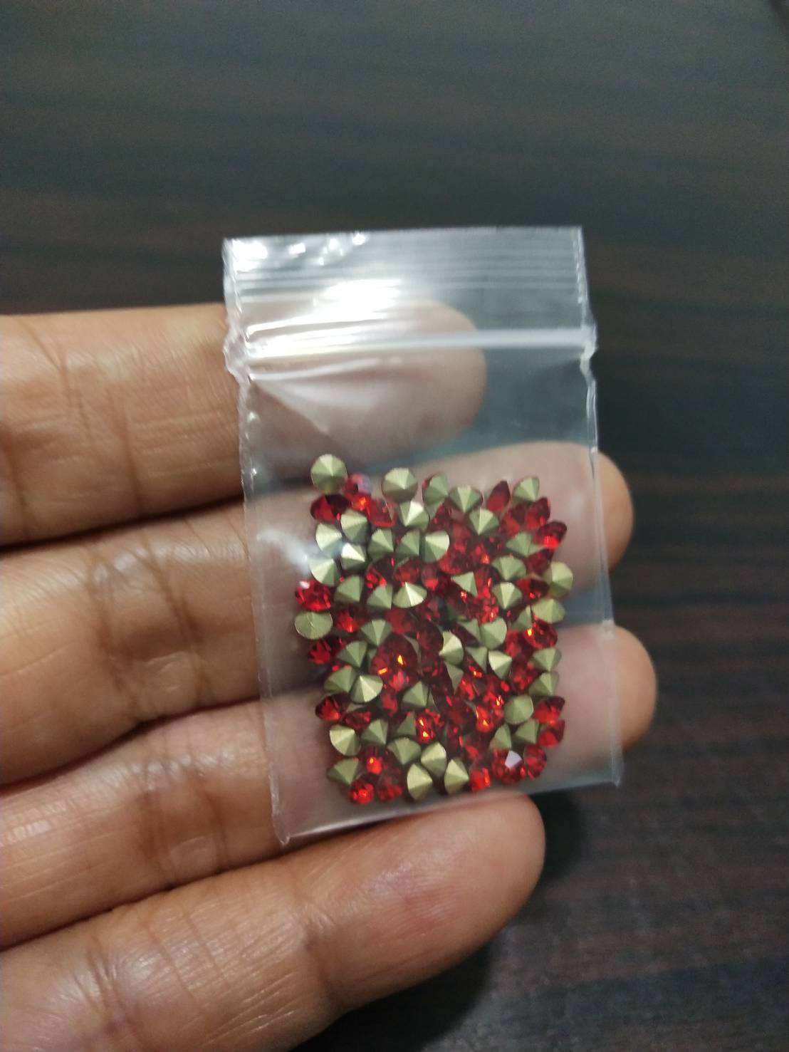 100 เม็ด 3 mm.PP24 # เพชรกระจกกลมก้นแหลม ขนาดเส้นผ่าศูนย์กลาง 3 mm ...