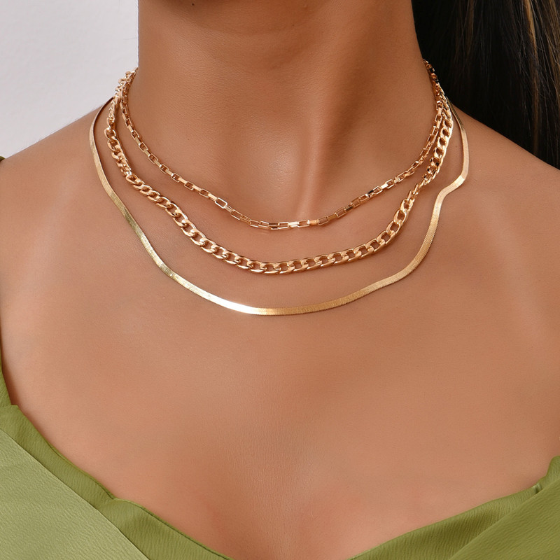 Punk Gold Color Snake Chain Necklace for Women Trendy Thick Clavicle ...