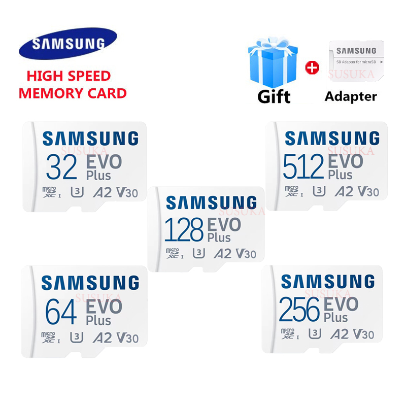 ซัมซุง SAMSUNG EVO Plus Flash Card Micro SD 512GB 256GB 128GB 64GB 32GB ...