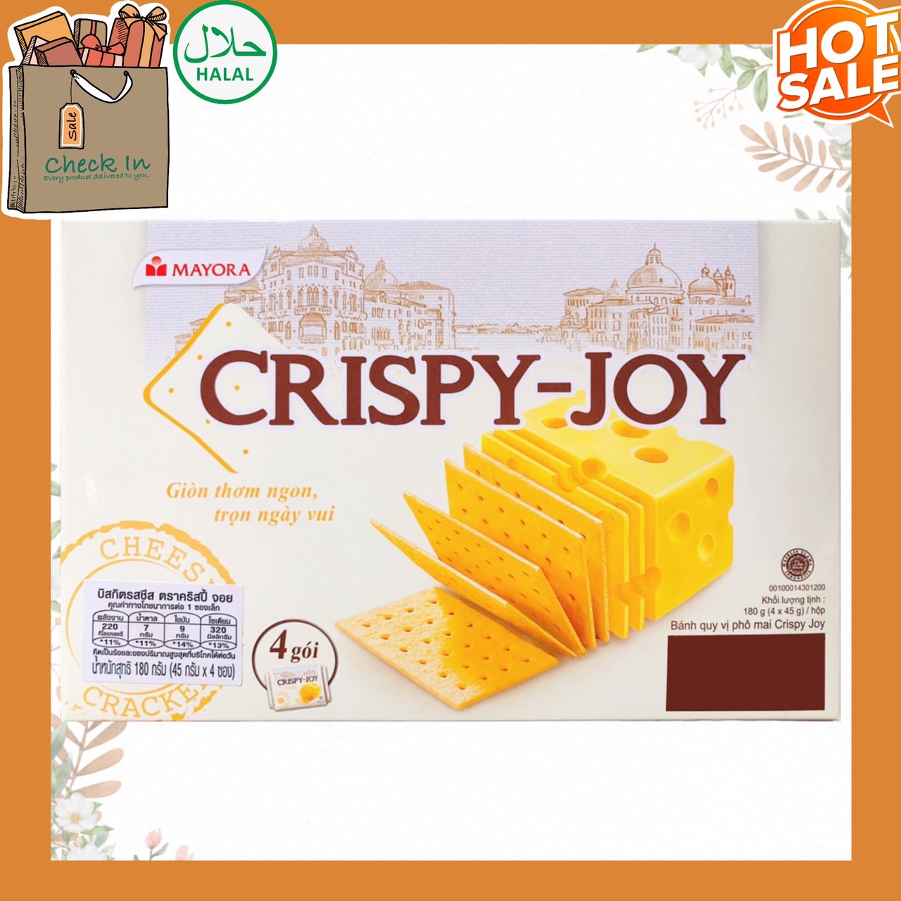 Mayora Crispy Joy บิสกิตรสชีส ตรา คริสปี้ จอย 39 กรัม x 4 ซอง (156 กรัม ...
