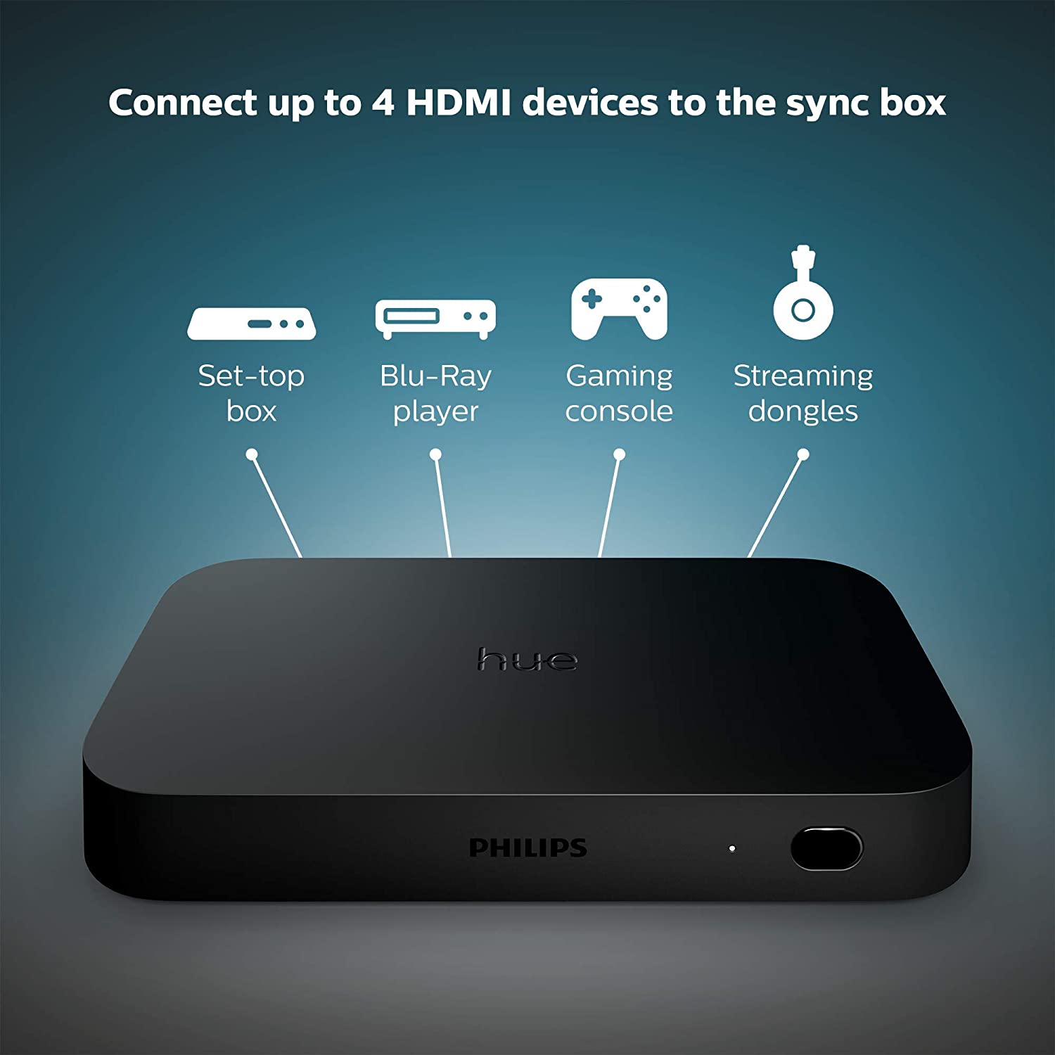 Philips Hue Play HDMI Sync Box, HDMI 4K Splitter, 4 HDMI in 1 Out, Philips Hue Smart Hub and ...
