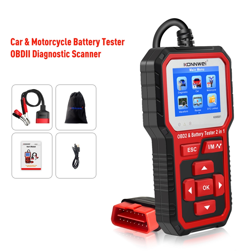 【Ready Stock&COD】KONNWEI KW681 Car Battery Tester OBD2 Scanner Tools 2 ...