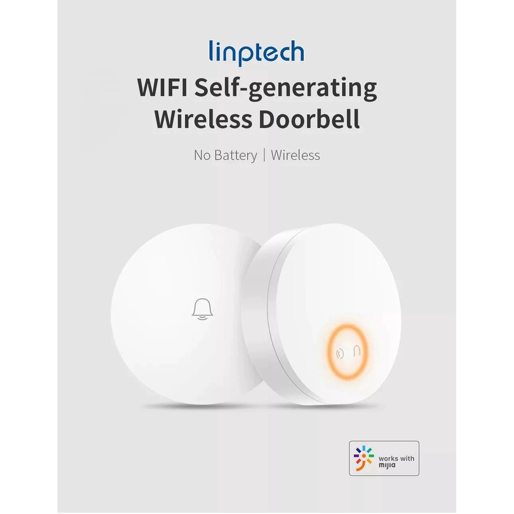 Xiaomi Linptech WIFI Self Power Generating Wireless Doorbell Work with Mijia APP Smart Control ...