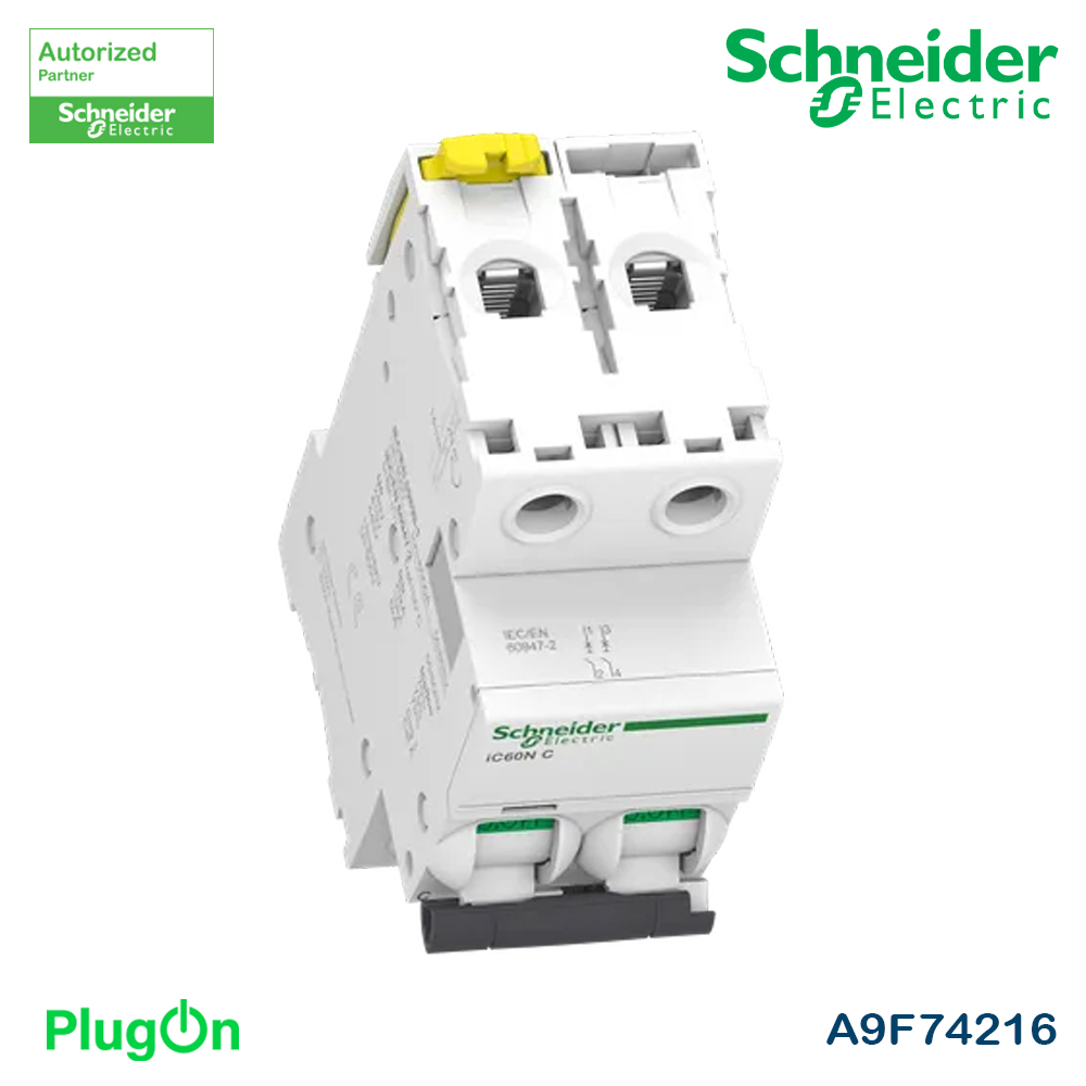 A9F74216 - Schneider Electric Miniature circuit-breaker Acti9 iC60N 10kA,400VAC, 2Pole,16A ...
