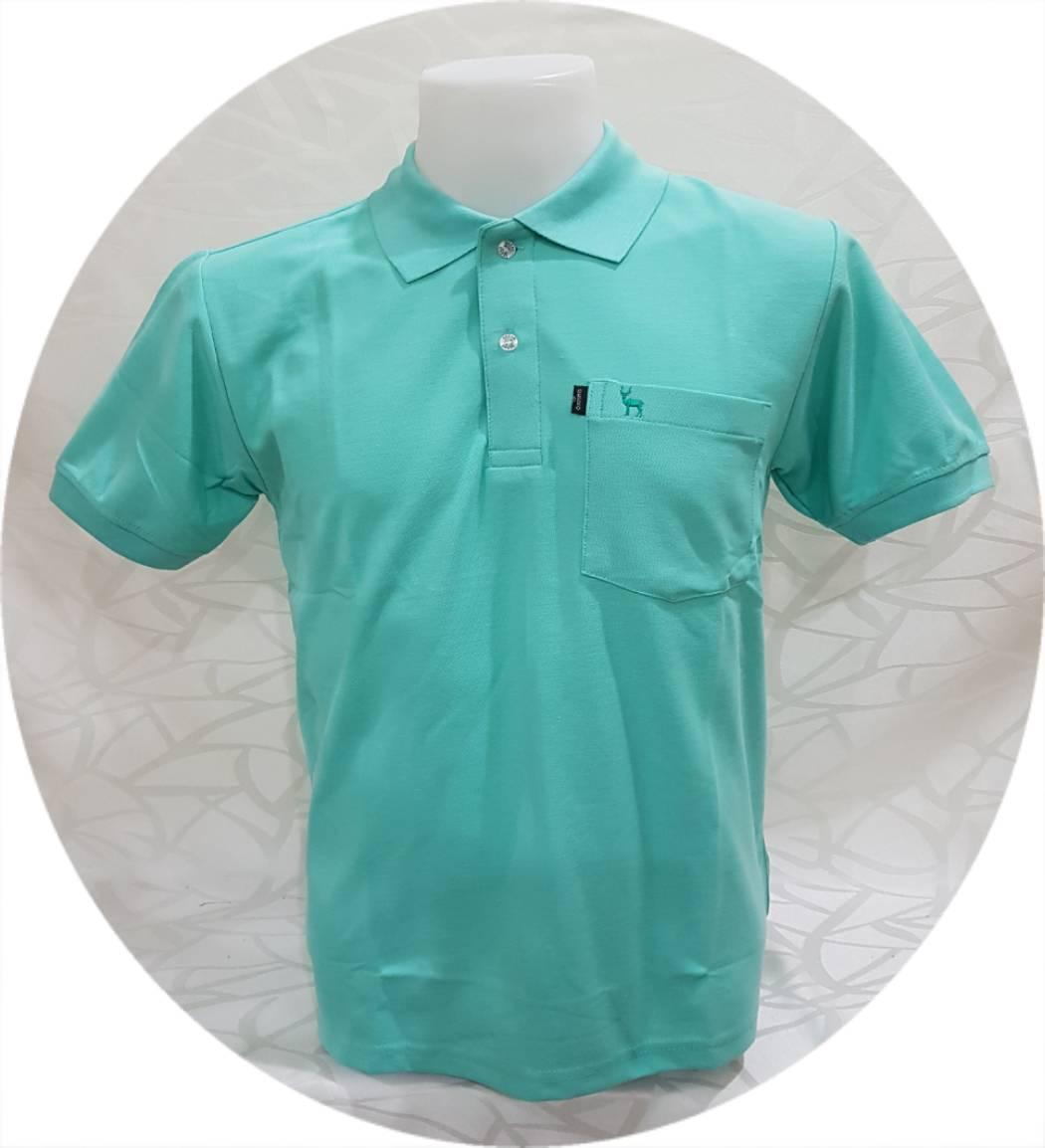 เสื้อโปโล ( Polo Shirt )แบรนด์ Geeko ตรากวาง สีพื้นชาย สีฟ้า (มินท์) Gkc - 48M - Geekolike ...