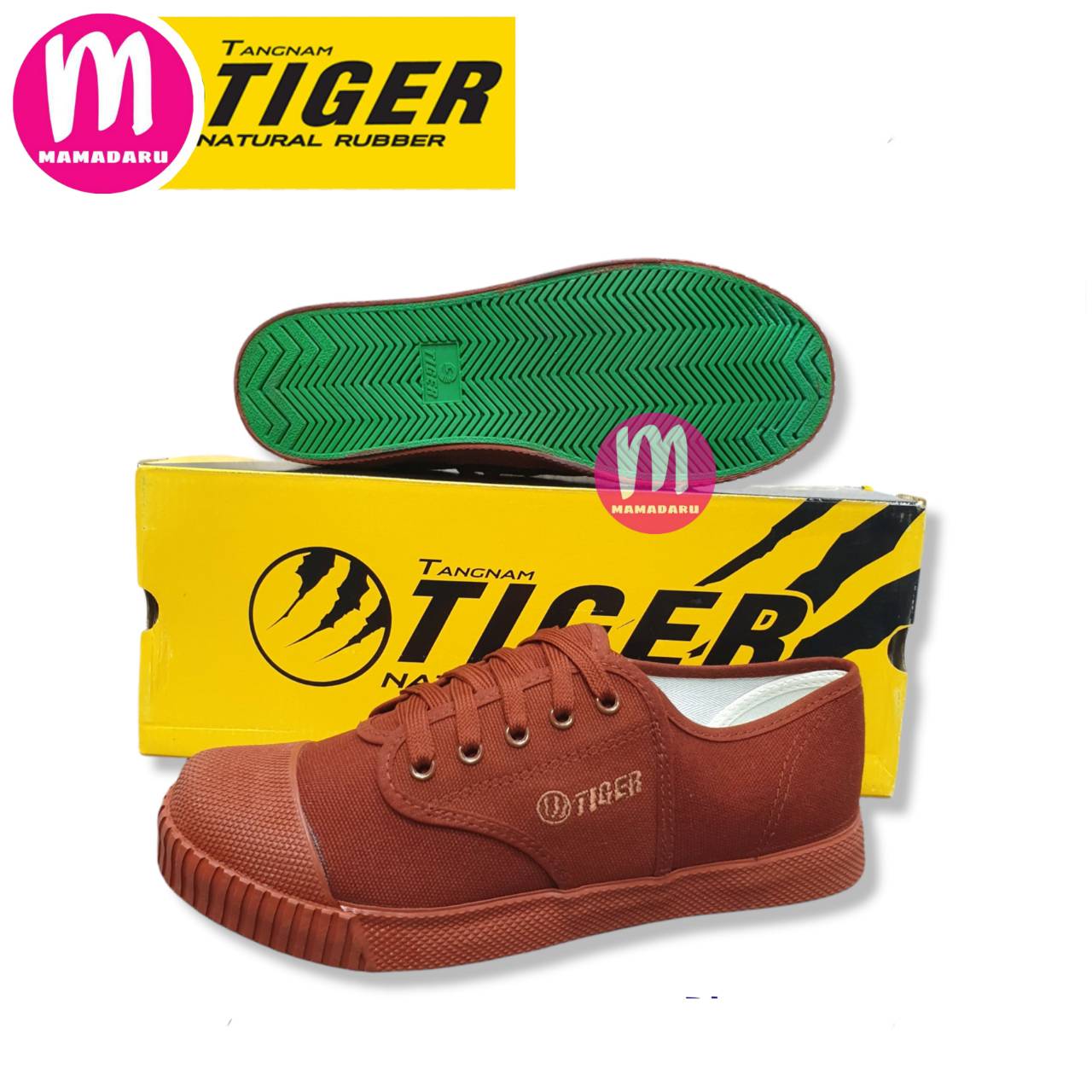 รองเท้าผ้าใบ Tiger 205 พื้นเขียว รองเท้านักเรียน น้ำตาล/ขาว/ดำ รองเท้า ...