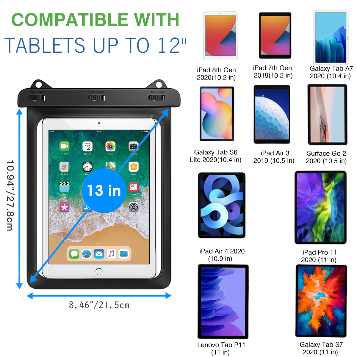 Universal Waterproof Tablet Case For Ipad Samsung Diving Swimming Dry ...