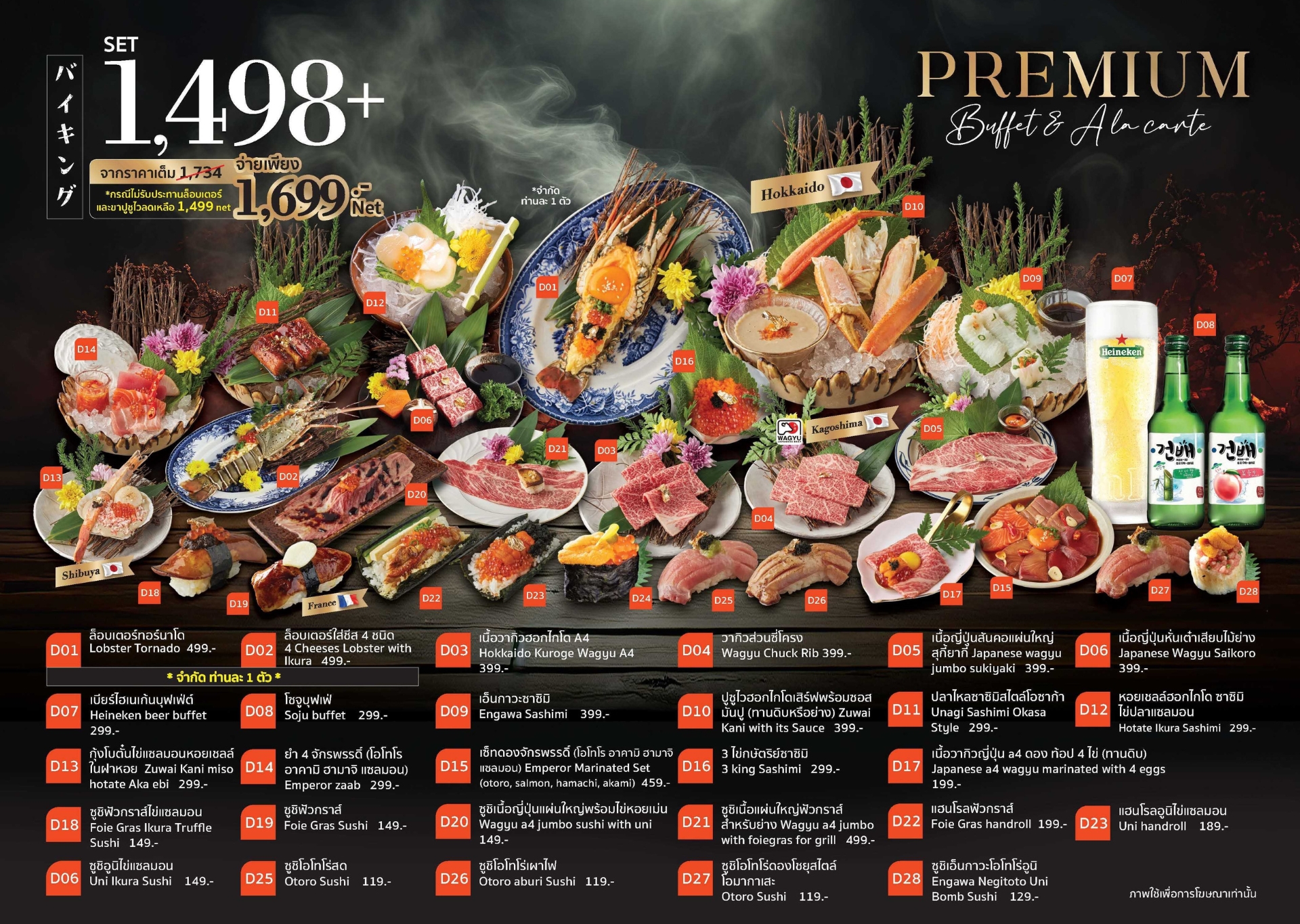 E Voucher Neta Grill Buffet Set 1498 (For 1 person) (ราคาเต็ม1699) เนื้อ HOKKAIDO WAGYU ปลาไหล ...