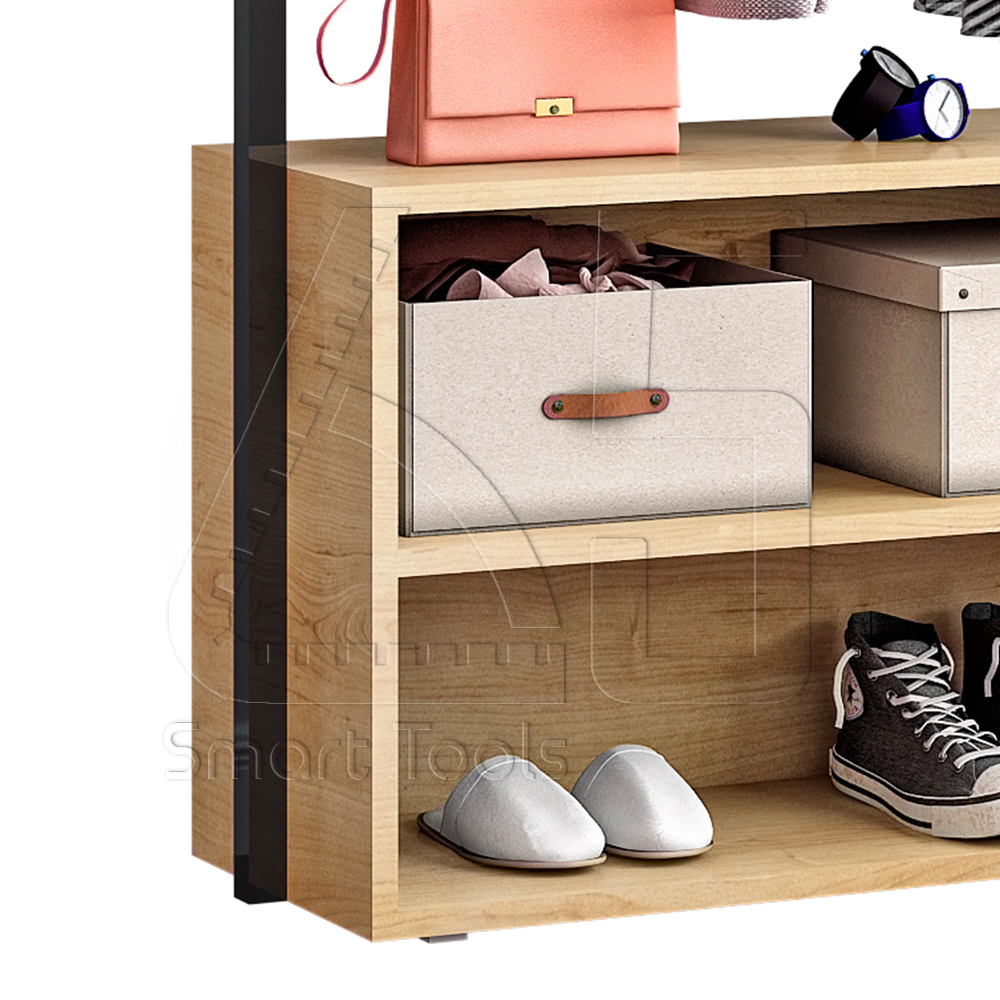 InnHome ราวแขวนเสื้อผ้าและชั้นวางอเนกประสงค์ 2in1 ราวแขวนผ้าพร้อมชั้นวางของ 2 ชั้น ราวแขวนผ้า ...