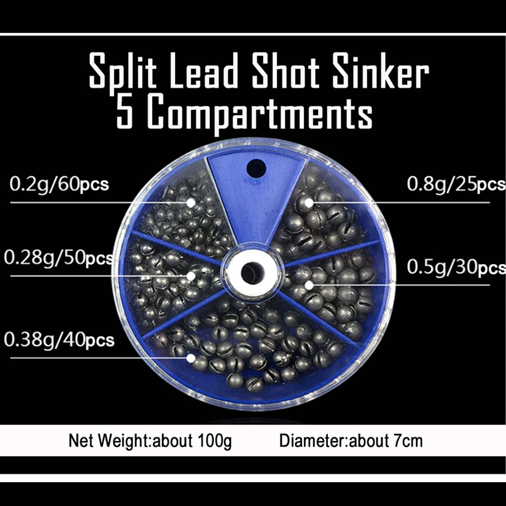 XIANT06969 106/205 Pieces Set Split Round Shot Additional Weight Weights Sinker Fishing Lead ...