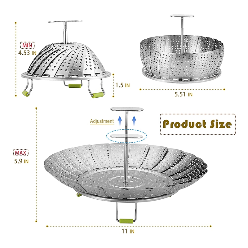 Stainless Steel Folding Vegetable Steamer Basket,Insert for Cooking ...