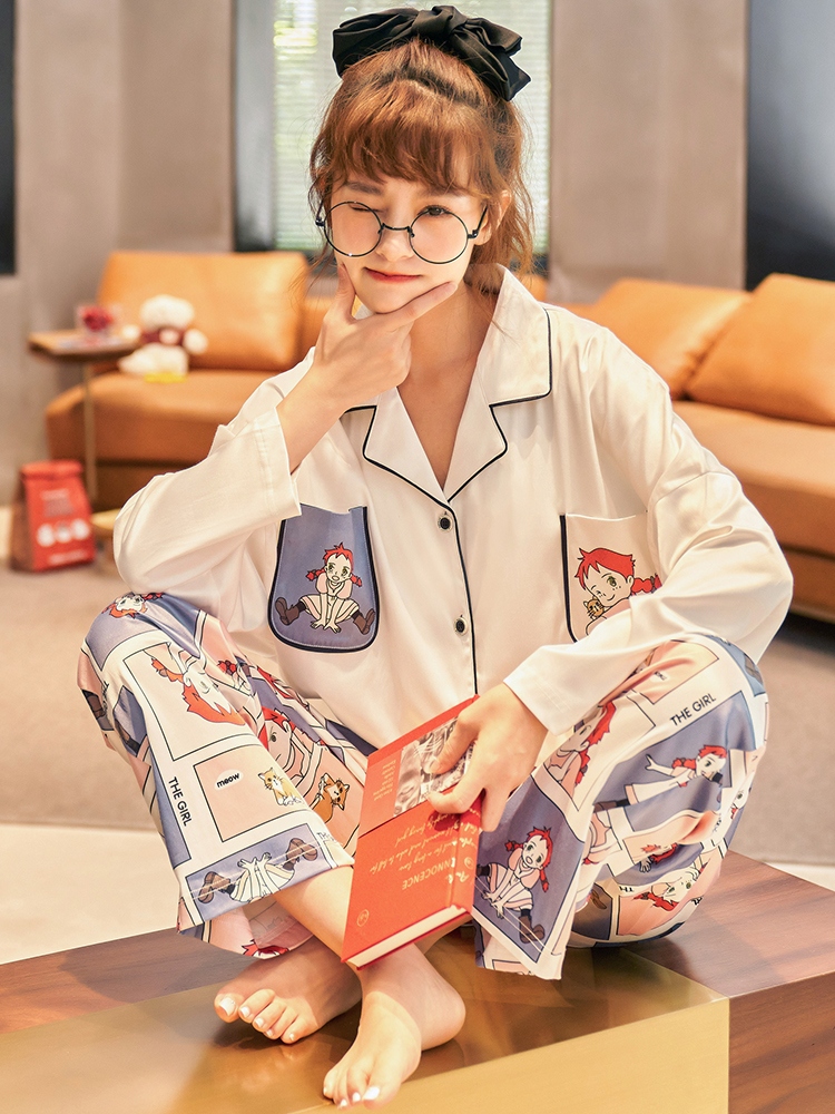 Ms ice silk pajamas in 2022 the new summer the spring and autumn period ...