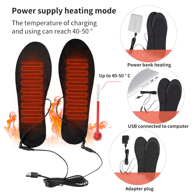 Heated Insoles for Sports Shoes USB Electric Foot Warming Pad Feet ...