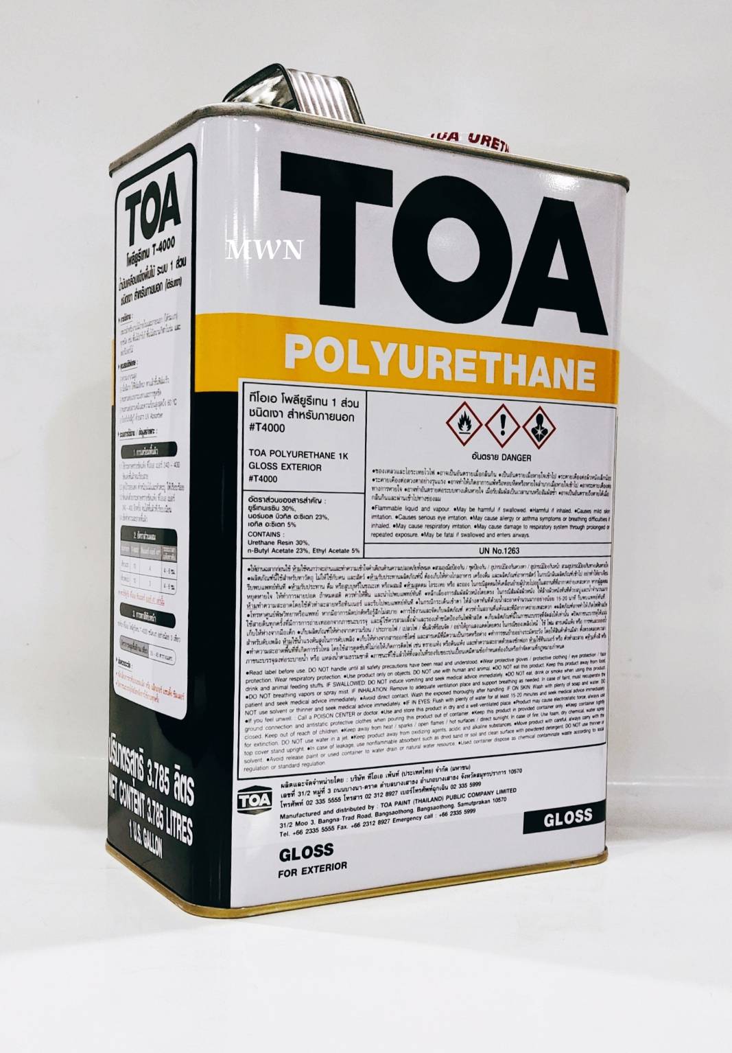 TOA Polyurethane T-4000 โพลียูรีเทน 1K ชนิดเงา สำหรับภายนอก ขนาด 1แกลลอน 3.785ลิตร - ส่งแน่นอน ...