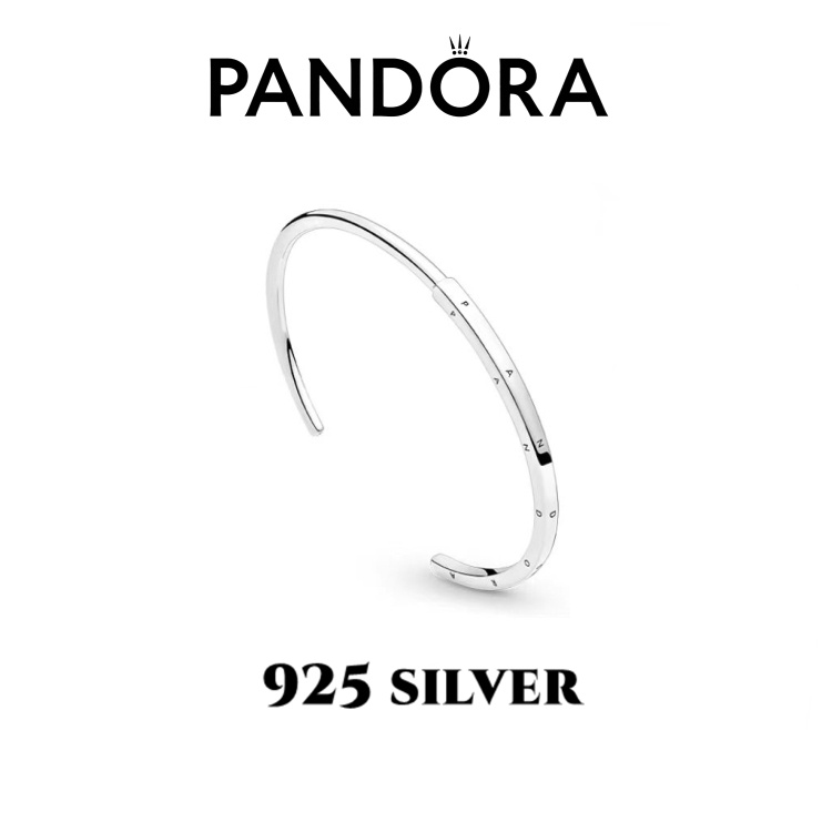 ส่งในไทยPandora เงิน925 14K เปิด สร้อยข้อมือ กำไล Classic Collection I ...