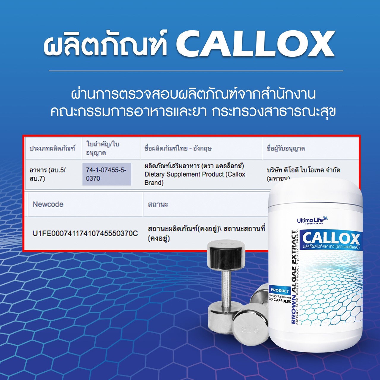 Callox หุ่นดีไร้ไขมันส่วนเกิน (2กระปุก 60 แคปซูล) ของแท้ล้านเปอร์เซ็น - CP office center - ThaiPick