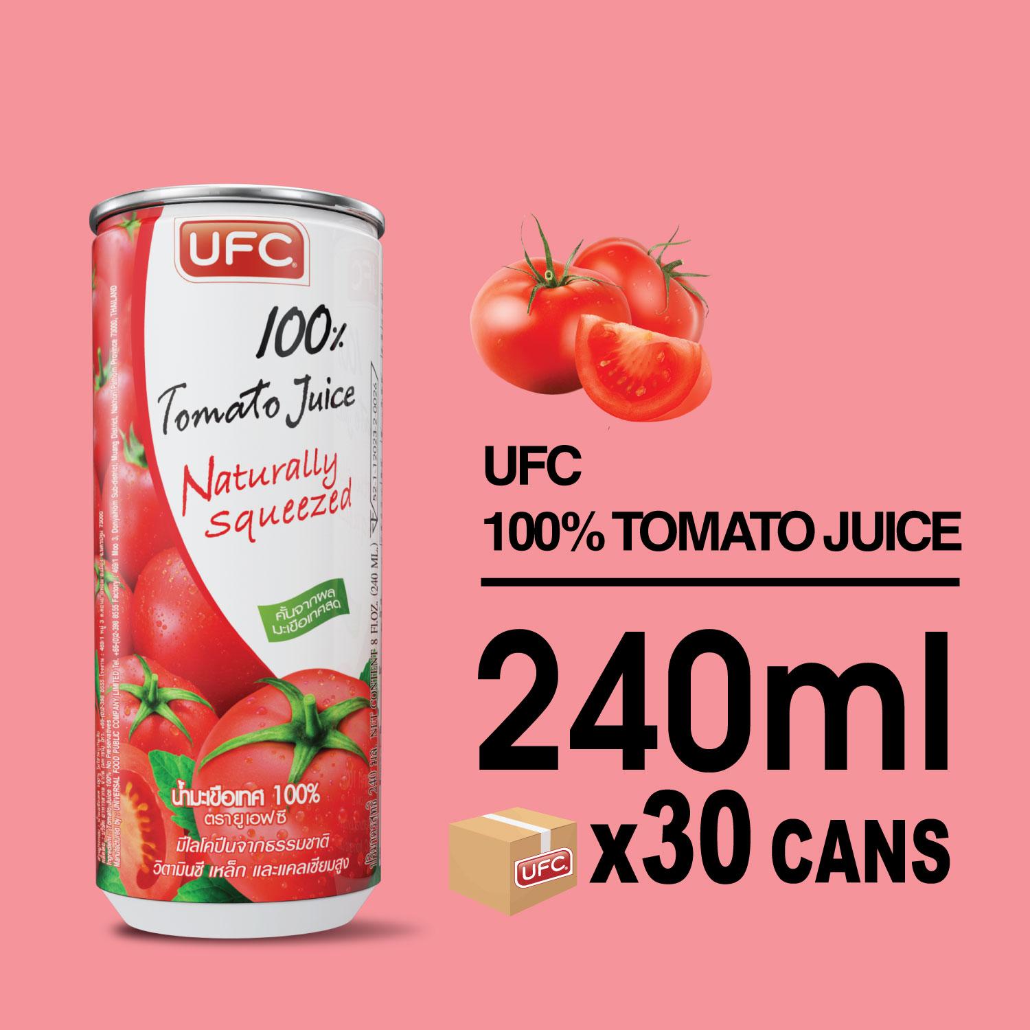 UFC 100% Tomato Juice ยูเอฟซี น้ำมะเขือเทศ 100% 240 มิลลิลิตร X 30 ...