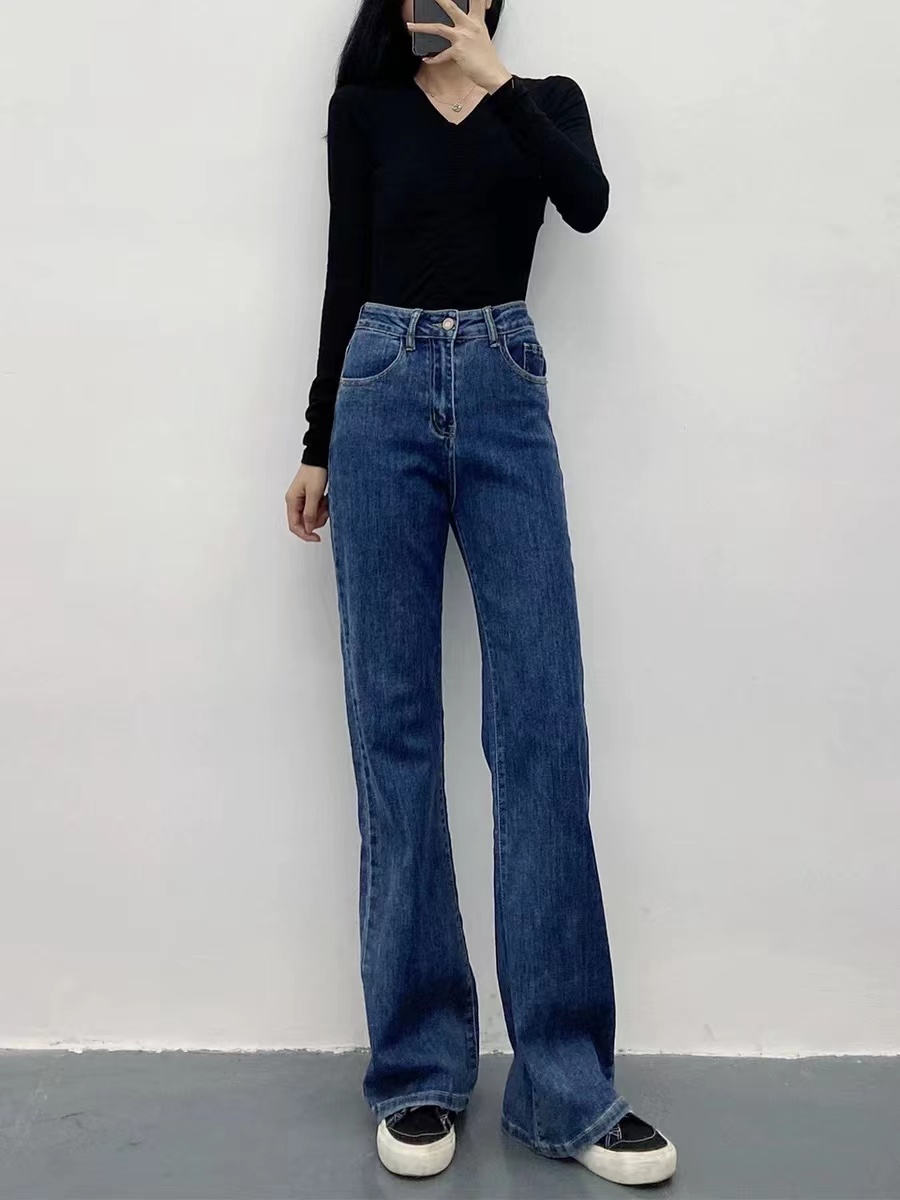 CYGY แฟชั่นกางเกงยีนส์เอวสูง ขากระบอกใหญ่ วินเทจ ผ้ายีนส์แท้ รุ่น ...