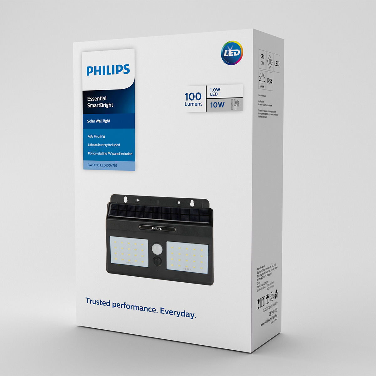 Philips Lighting Essential SmartBright Solar Wall Light BWS 010 100lm ...