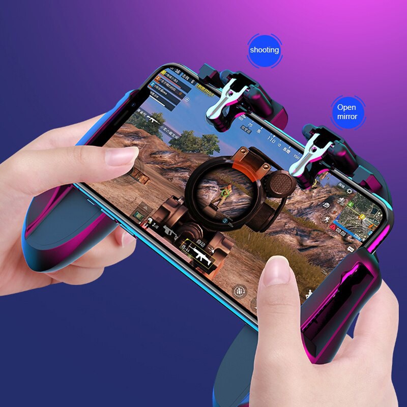 H6 Gamepad รุ่นอัพเกรด สีดำ (มีพัดลมระบายอากาศ) ด้ามจับ พร้อมปุมยิง ...