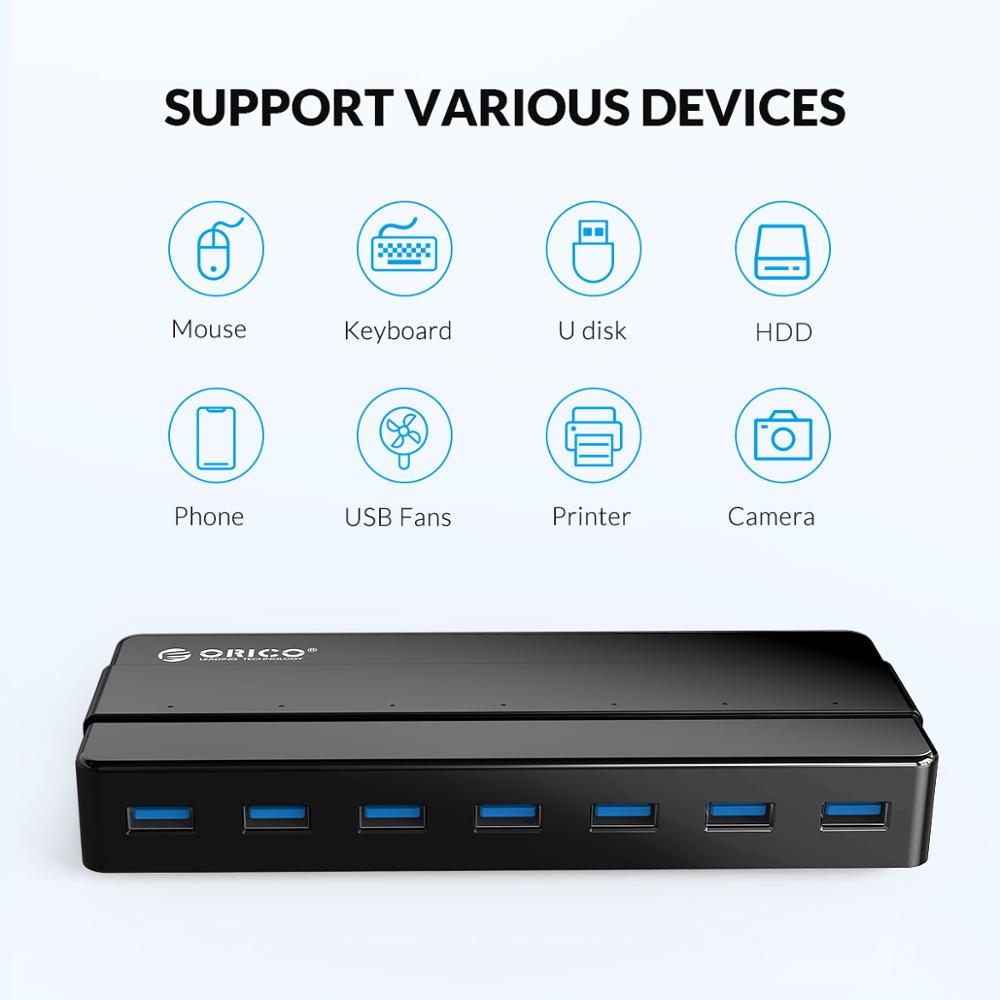 ORICO 7 4 Port SuperSpeed USB3.0 HUB with 12V Power Adapter USB 3.0 ...