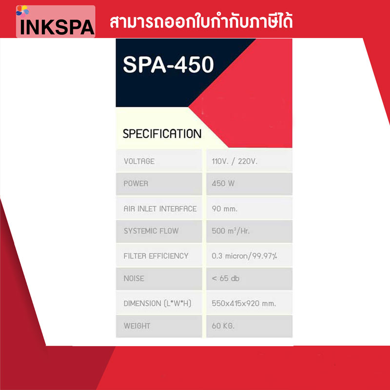 (ใบจองเครื่อง) เครื่องดูดควัน INKSPA ใช้กรอง HEPA สำหรับเครื่องตัดเลเซอร์ เครื่องเชื่อม บัดกรี ...