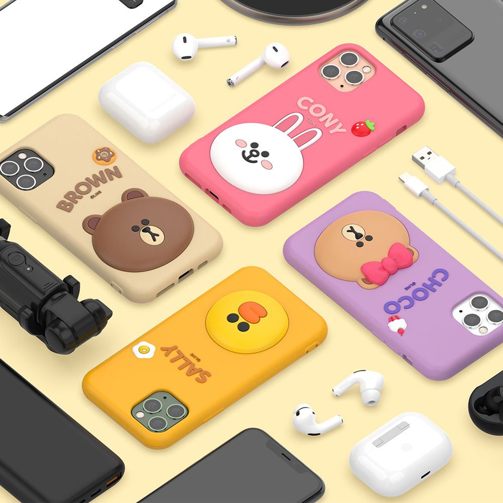 Line Friends Silicone Mobile Phone Case Crash Proof Brown Bear Silicone ...