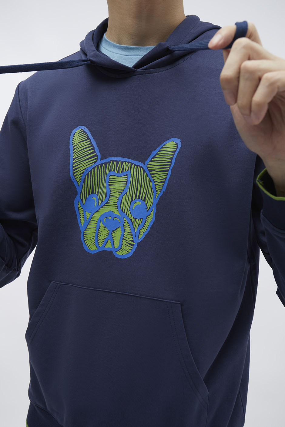 ESP เสื้อฮู้ดดี้ลายเฟรนช์ชี่ ผู้ชาย สีน้ำเงินเข้ม Frenchie Hoodie 3704 ...