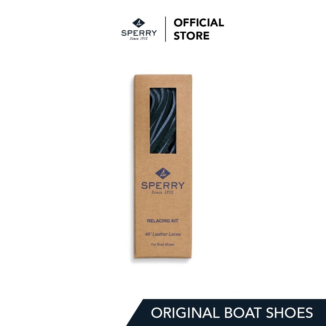 SPERRY SP0035 Navy Blue Leather Laces เชือกผูกรองเท้า สีน้ำเงิน ...