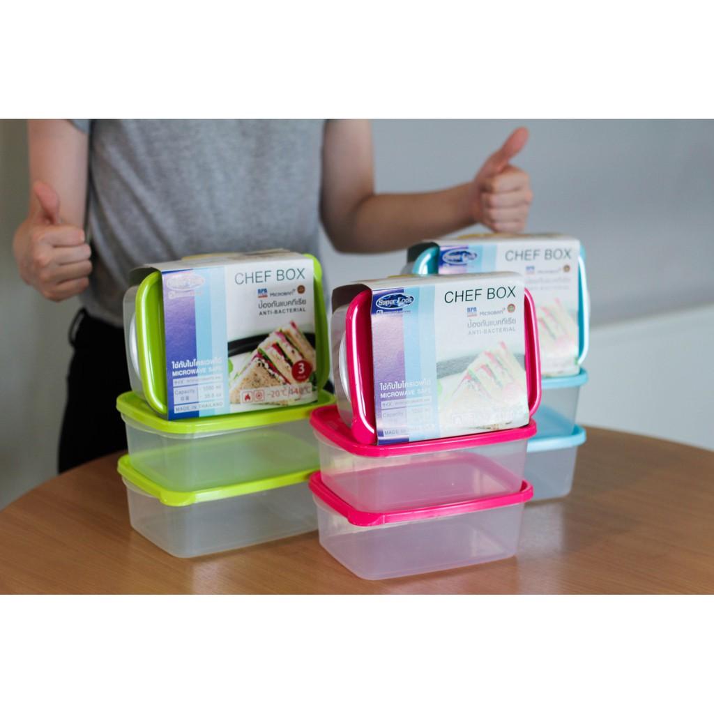 แพ็ก 3 กล่อง 6 ชิ้น Super Lock กล่องใส่อาหาร Chef Box ทรงผืนผ้า รุ่น 6073 1050 มล. ป้องกัน ...