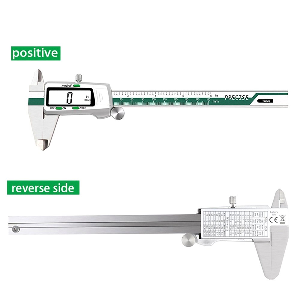 Digital LCD Display Caliper 150mm Fraction MM Inch 0.01mm Precision LCD ...