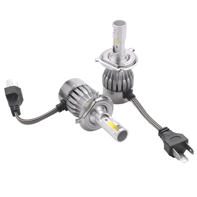 New 2pcs C6 LED Car Headlight Kit COB H4 36W 7600LM White Light Bulbs ...