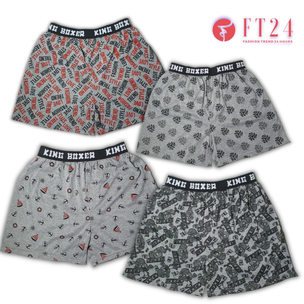 [ส่งเร็วพิเศษ!] FT24.TH กางเกงบ๊อกเซอร์ KING Boxer 1 ตัว ขอบยางโชว์ ผ้าคอตตอน อย่างดี คละสี คละ ...