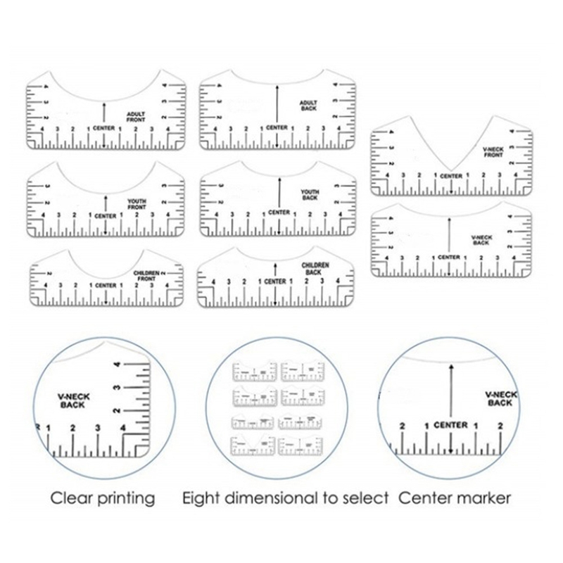8Pcs T-Shirt Alignment Ruler V Neck for Guiding T-Shirt Design Rulers ...