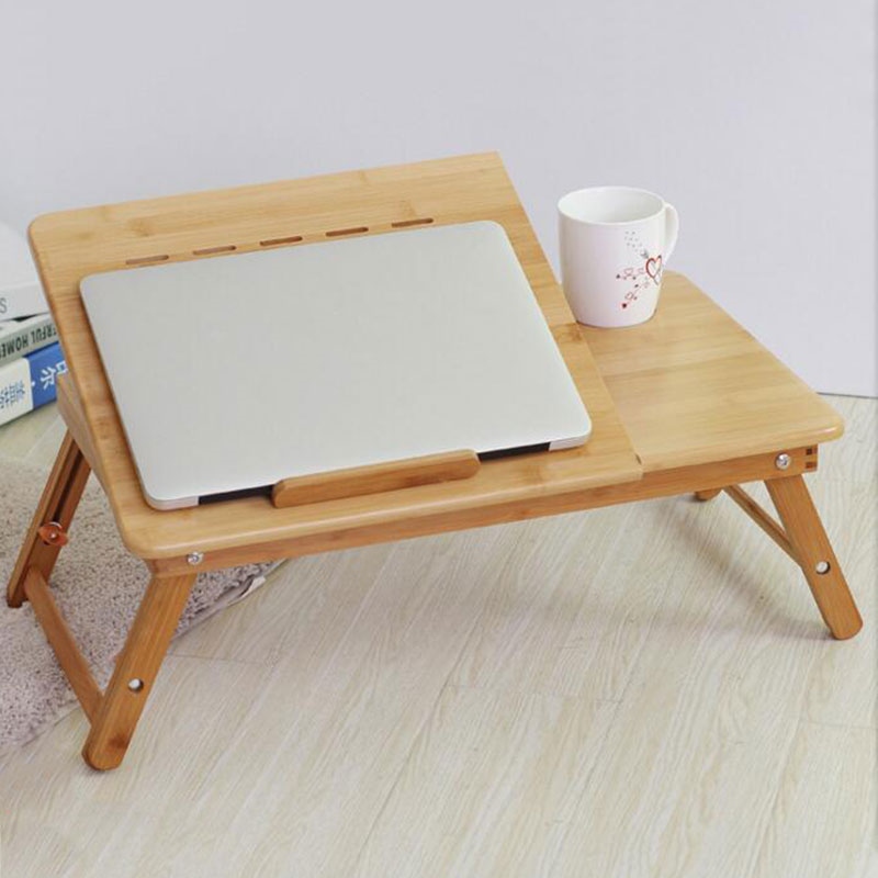 Actionclub Nature Bamboo Laptop Table Simple Computer Desk with Fan for ...