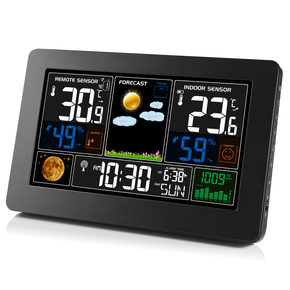 3-In-1 Weather Station Clock Wall-Mounted Digital Clock Thermometer ...