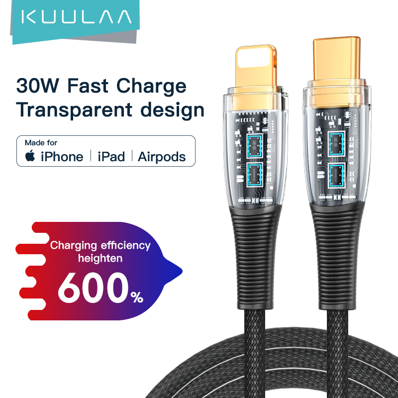 ส่วนลดสูงพิเศษKUULAA 30W USB C ถึง Lightning Cable สำหรับ iPhone 14 13 pro max PD Charger 30W ...