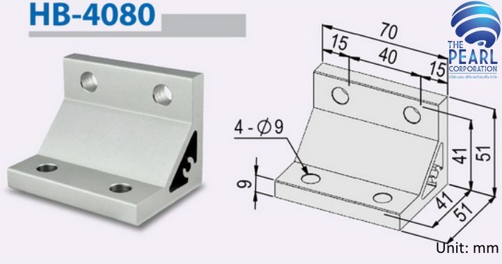 HB-4080 (HARD BRACKET 4080 for AlUMINIUM PROFILE 40x80 mm) อลูมิเนียมโปรไฟล์ และอุปกรณ์จับยึด ...