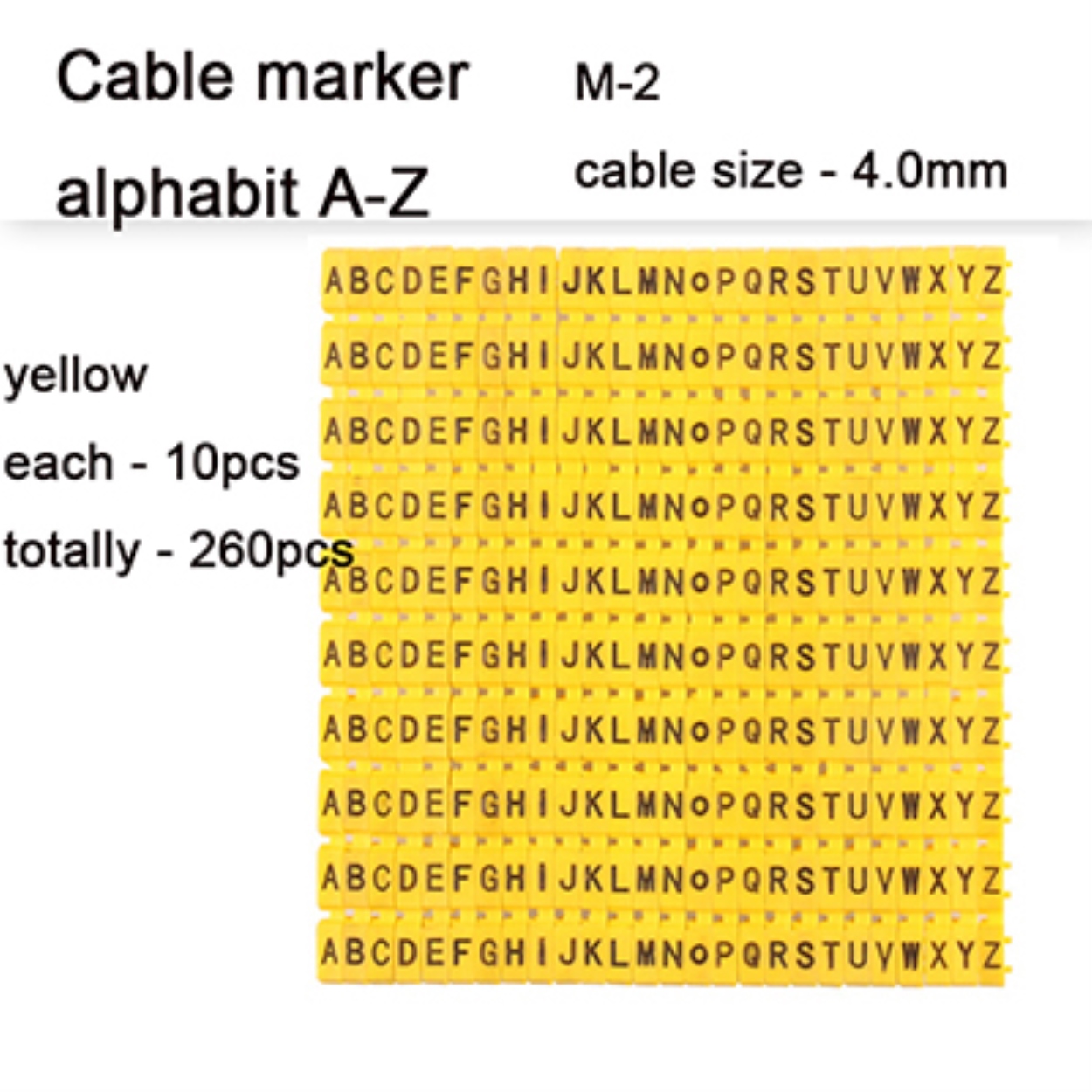 Plastic cable marker clip M-0 M-1 M-2 M-3 Wire Marker alphabit A-Z ...