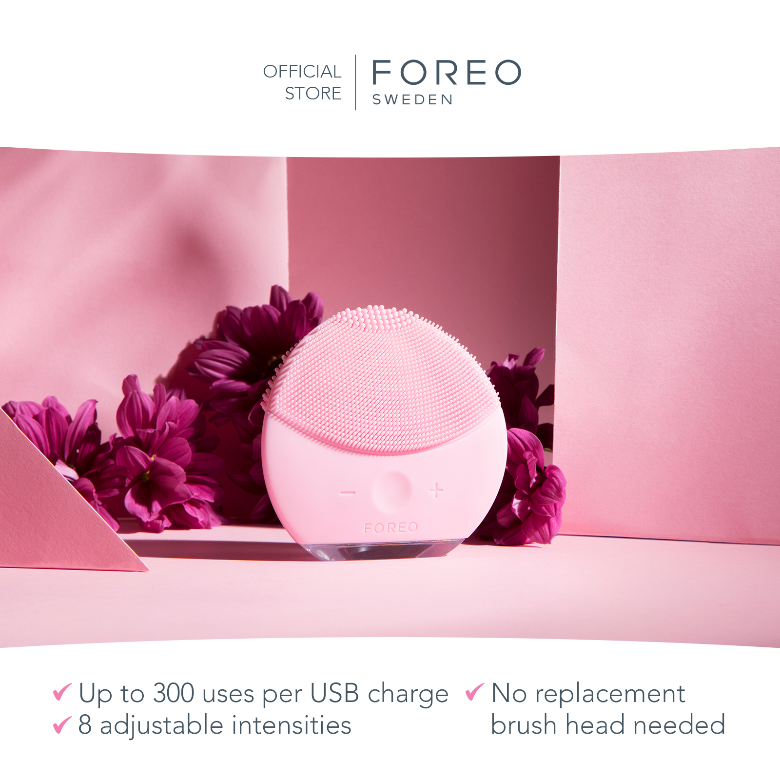 FOREO LUNA Mini 2 Pearl Pink เครื่องล้างหน้า ฟอริโอ้ ลูน่า มินิ 2 สี ...