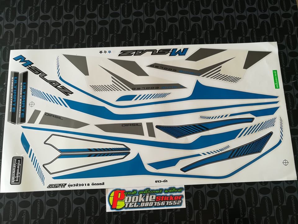 สติ๊กเกอร์ YAMAHA M SLAZ เอ็มสแลช สีขาวดำ ปี 2018 รุ่น 3 สีสวยคุณภาพดี ...