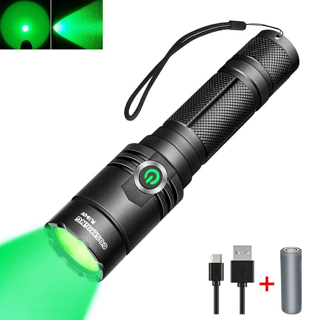 COSMOING 400 Yards Hunting Green Light Rechargeable Tactical LED ...