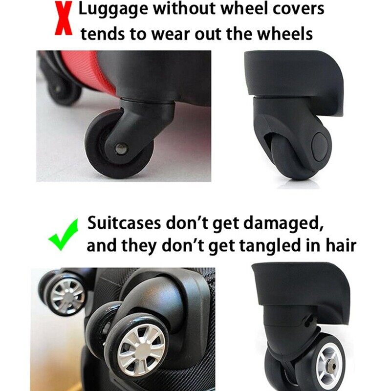 TOOLIIX 48Pcs Luggage Wheels Covers Anti-wear Silicone Wheels Suitcase ...