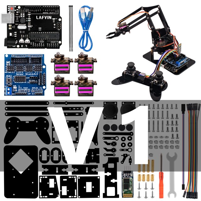 4DOF Acrylic Toys Robot Mechanical Arm Claw Kit For Arduino UNO SET R3 ...
