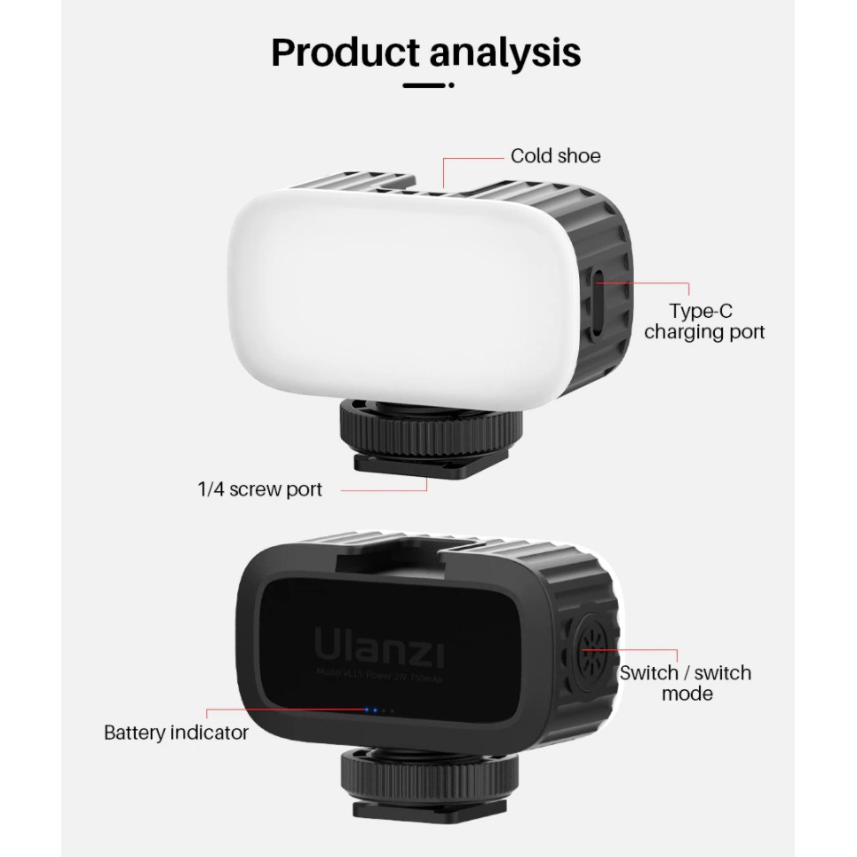 Ulanzi VL15 RGB Mini LED Video Light ไฟฉายเล็กติดกล้องหรือมือถือ ชาร์จ ...