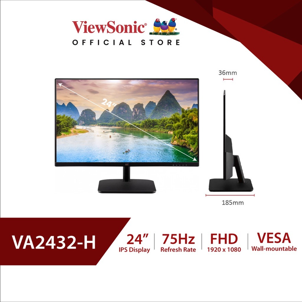 Viewsonic VA2432-H Monitor24IPS75Hz4ms(จอถนอมสายตาจอใช้งานทั่วไปจอ ...